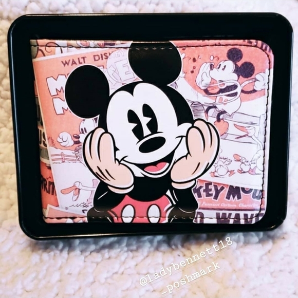 Disney | Bags | Disneys Mickey Mouse Bifold Wallet With Metal Tin ...